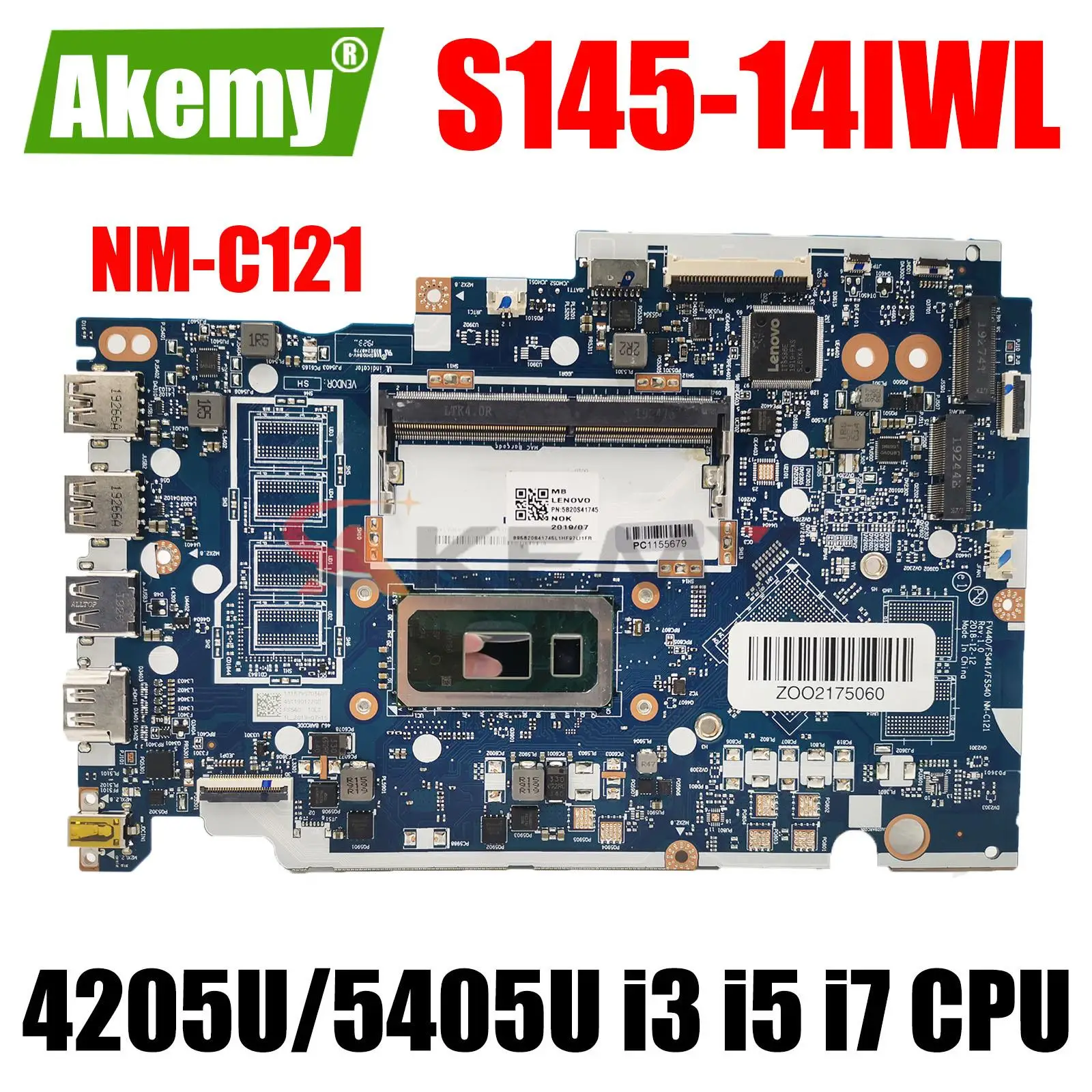 Para Lenovo Ideapad S145 14IWL V14 IWL Laptop motherboard FV440 FS441 ...