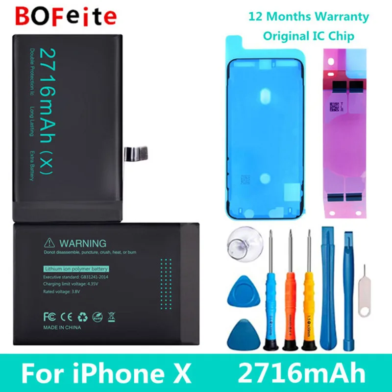 BoFeite Battery For iPhone X 2716mAh Replacement Bateria For Apple ...