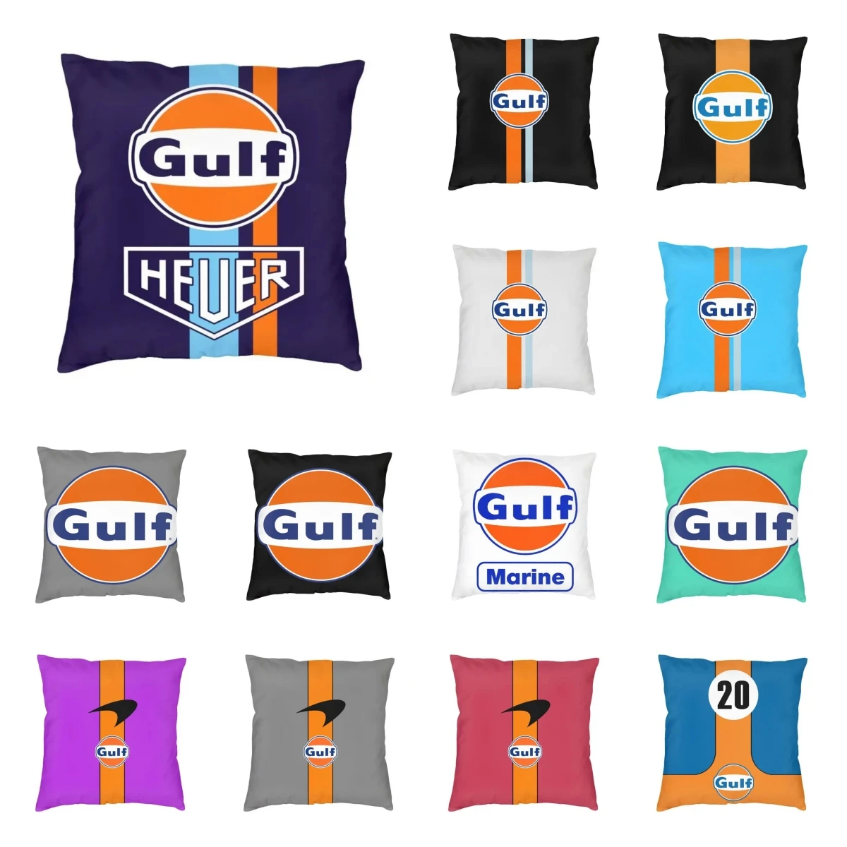 Juste-de-coussin-avec-logo-Gulf-Racing-taie-d-oreiller-carr-e-pour ...