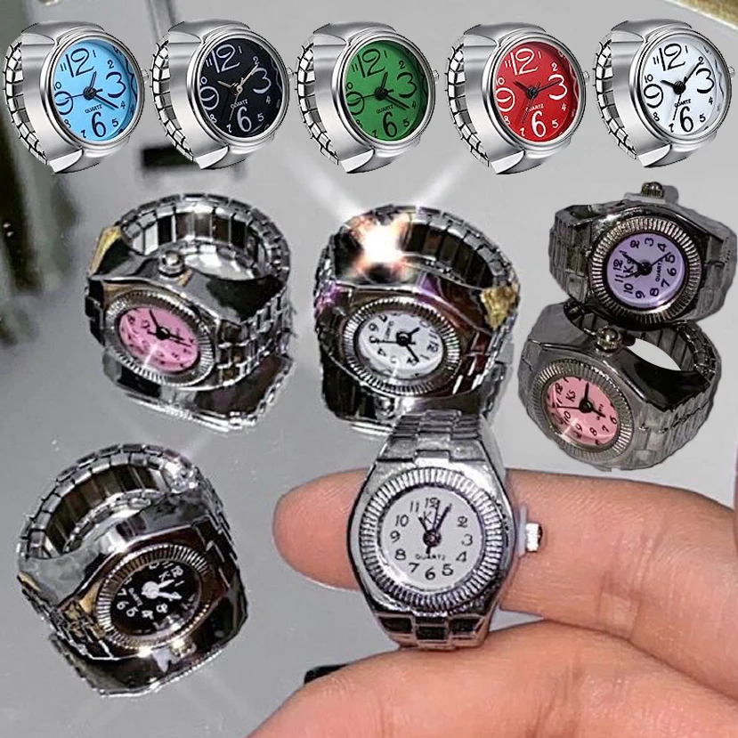 Mini-Finger-Watch-Vintage-Punk-Elastic-Alloy-Band-Fashion-Couple-Ring ...