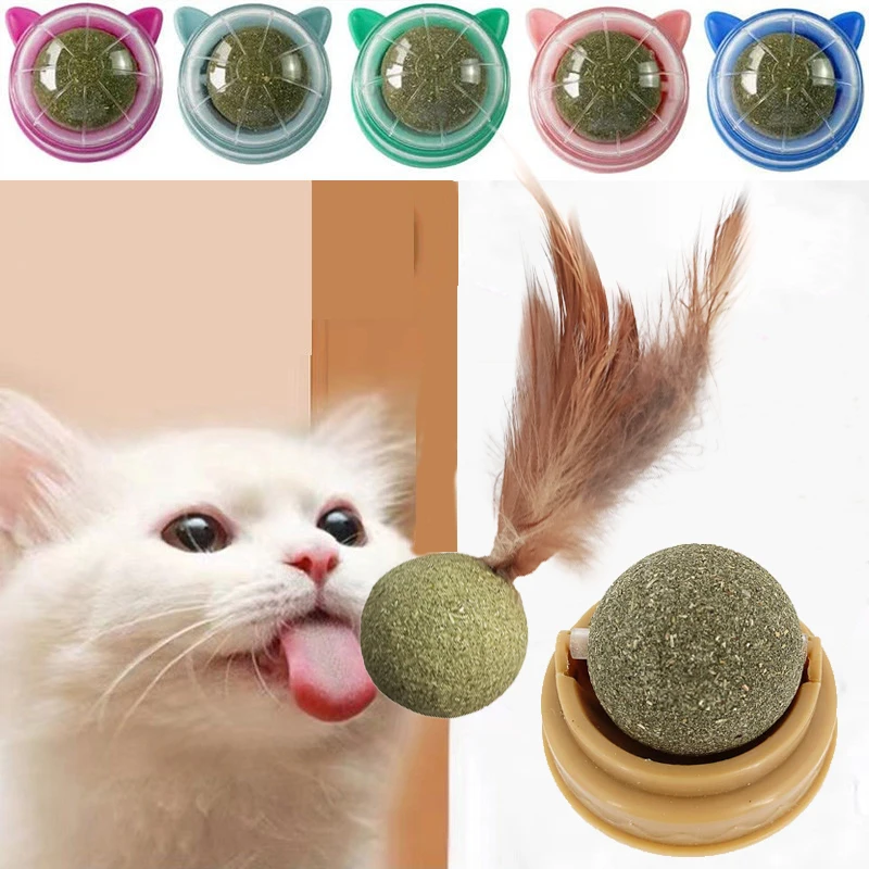 Natural-Catnip-Cat-Rotatable-Catnip-Wall-Ball-Toys-Licking-Snacks ...