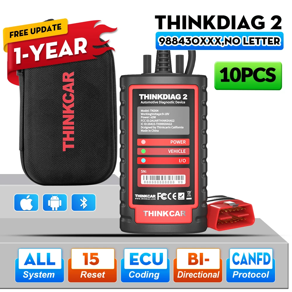 5pcs Thinkdiag 2 CANFD ALL System ECU Coding Active Test 15 Reset OBD2 ...