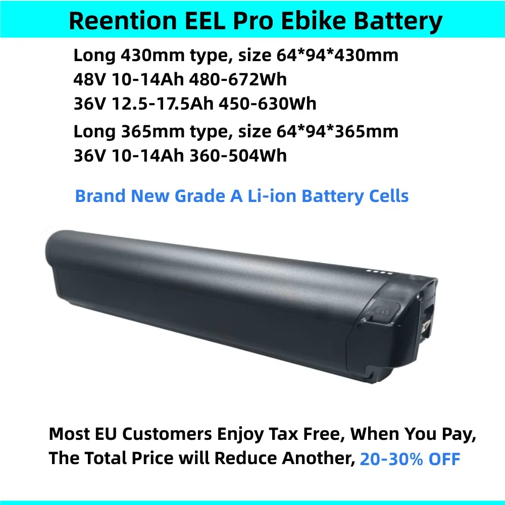 Reention Eel Pro Ebike Battery 48v 10ah 10.4ah 14ah 36v 10ah 14ah For ...