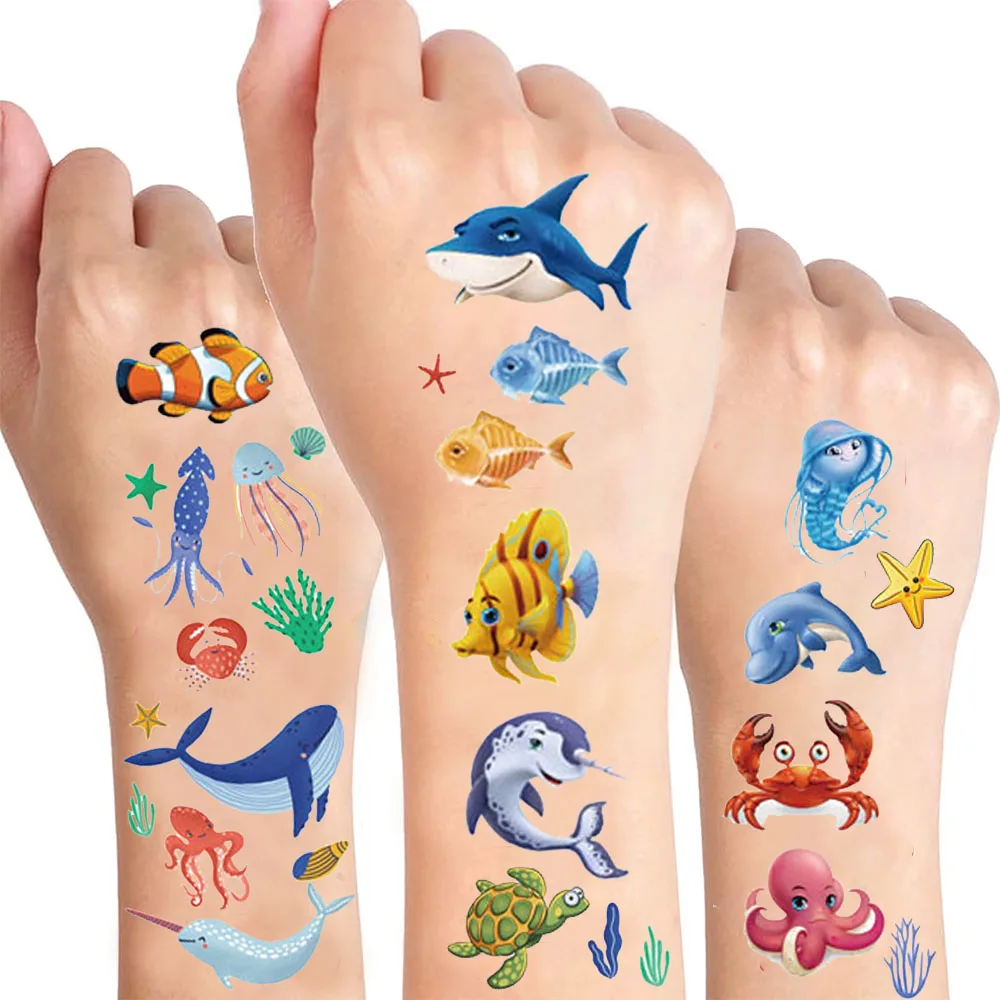 Ocean-Animals-Temporary-Tattoos-for-Kids-Sea-Creature-Tattoos-Stickers ...