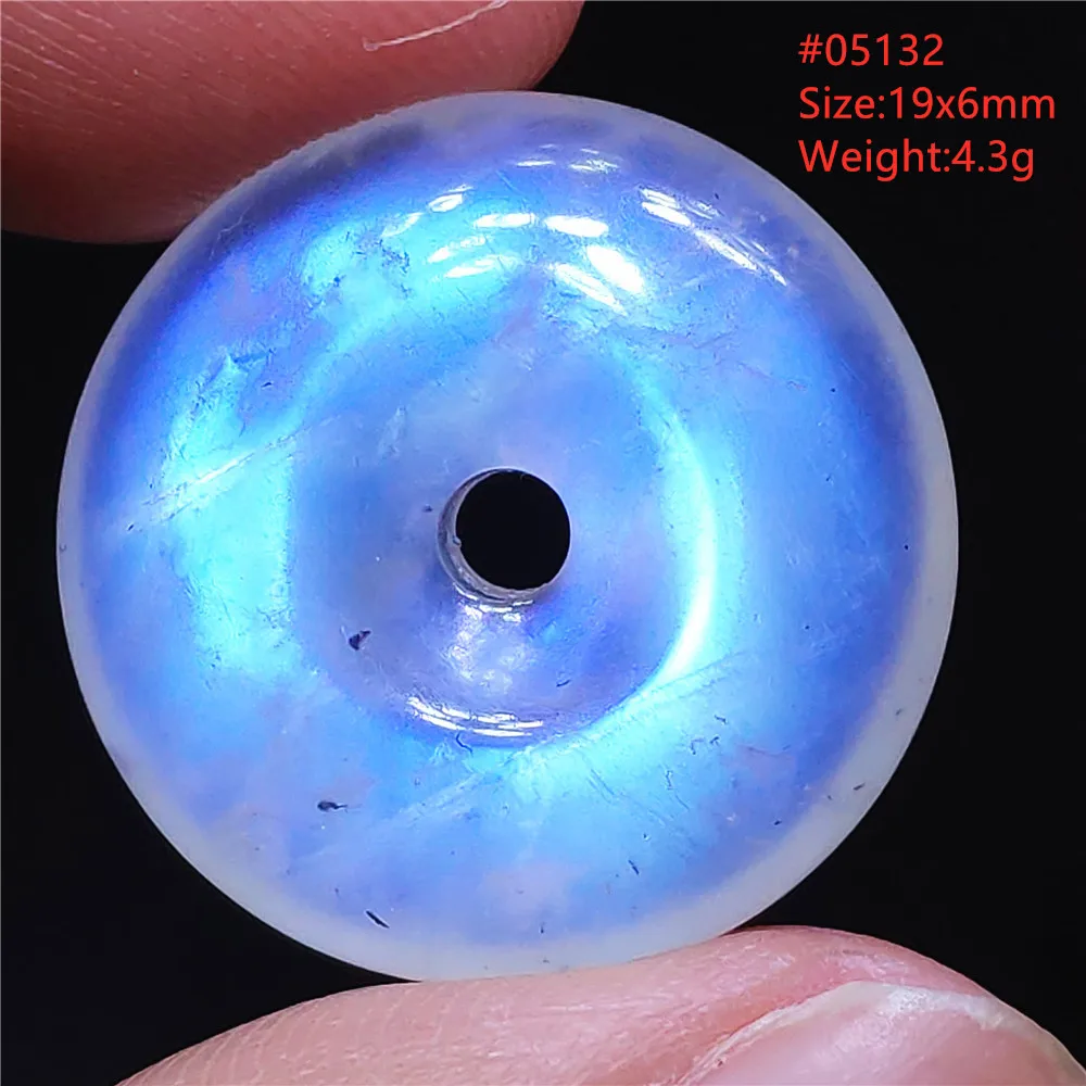 Natural-Moonstone-Blue-Light-Donut-Clear-Bead-Pendant-Women-Men ...