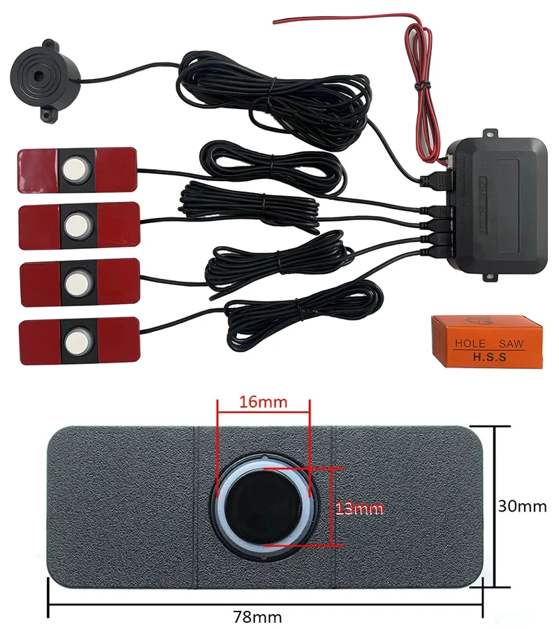 Car-Parking-Sensor-Assistant-Parktronics-4-Black-Silver-White-Gray-Blue ...