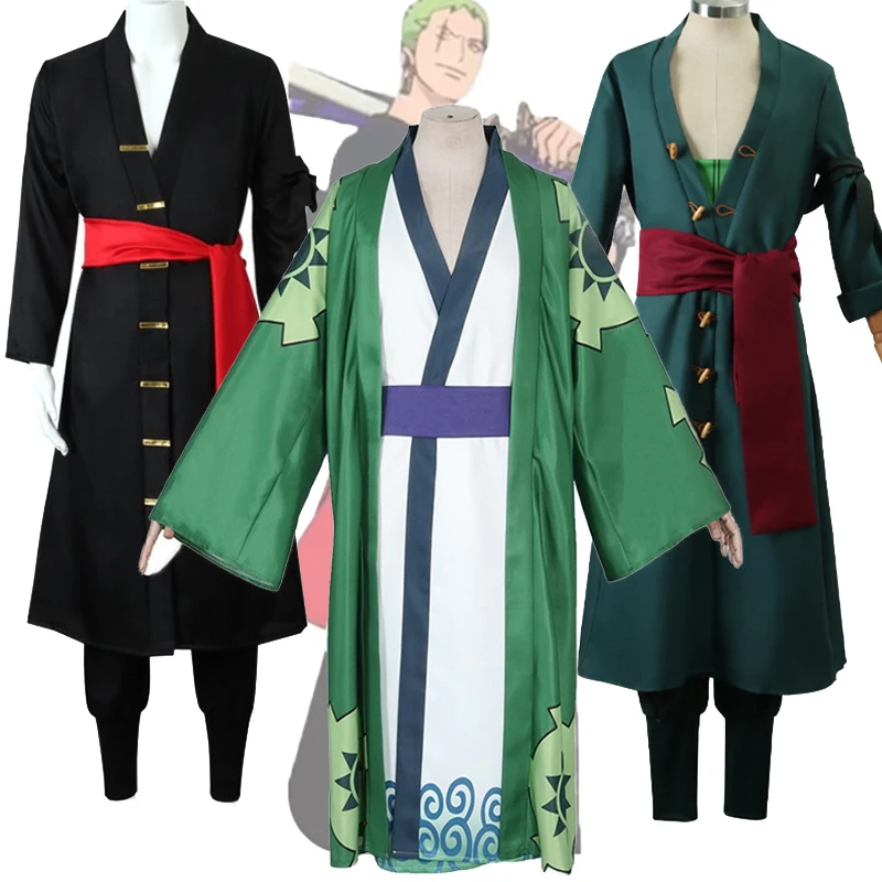 Anime-One-Piece-Roronoa-Zoro-Cosplay-Costume-Green-Wig-Pants-Uniform ...