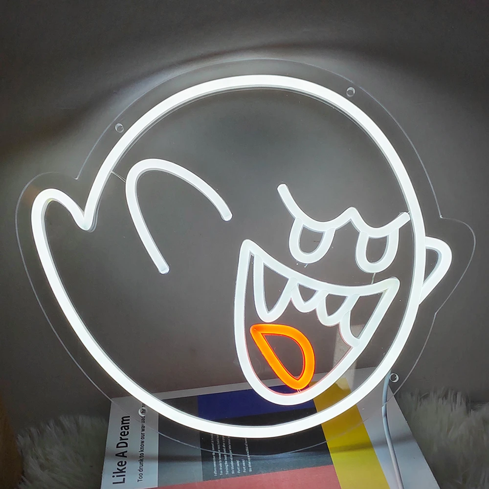 King-Boo-The-Ghost-Face-Neon-Sign-Mario-L-mpada-para-Decora-o-de-Sala ...