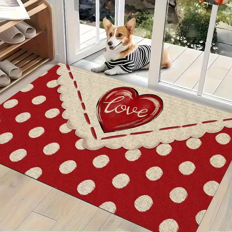 Heart-shaped Polka Dot Anti Slip Welcome Floor Mat Bedroom Living Room ...