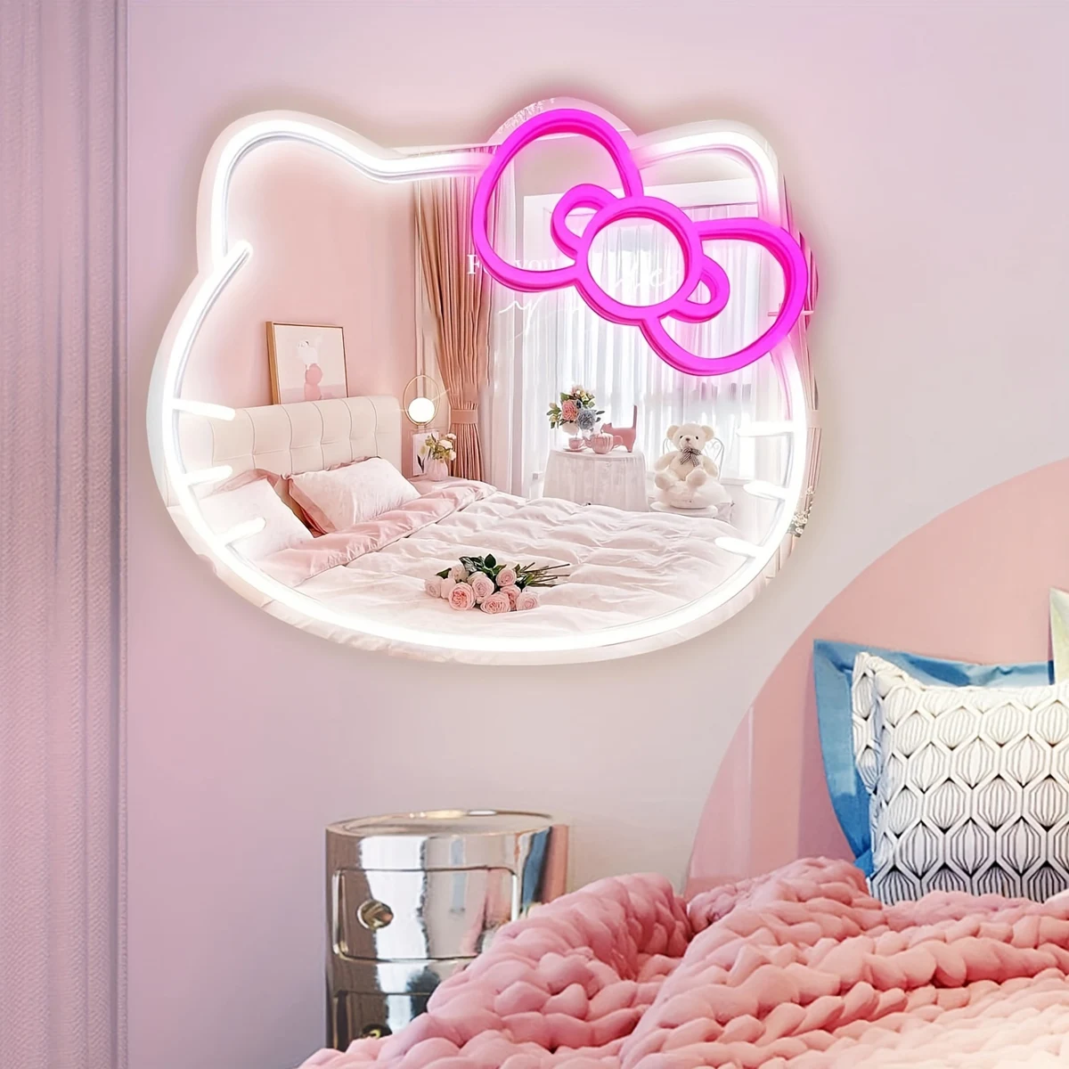 Cute-Anime-Cat-USB-Neon-Light-Multipurpose-Pink-LED-Wall-Decor-Mounted ...