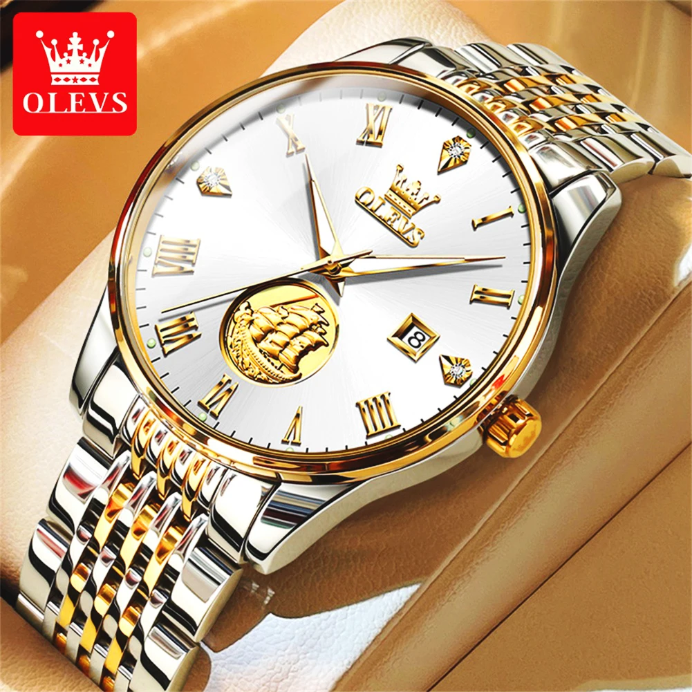 OLEVS-Reloj-de-acero-inoxidable-para-hombre-accesorio-masculino-de ...
