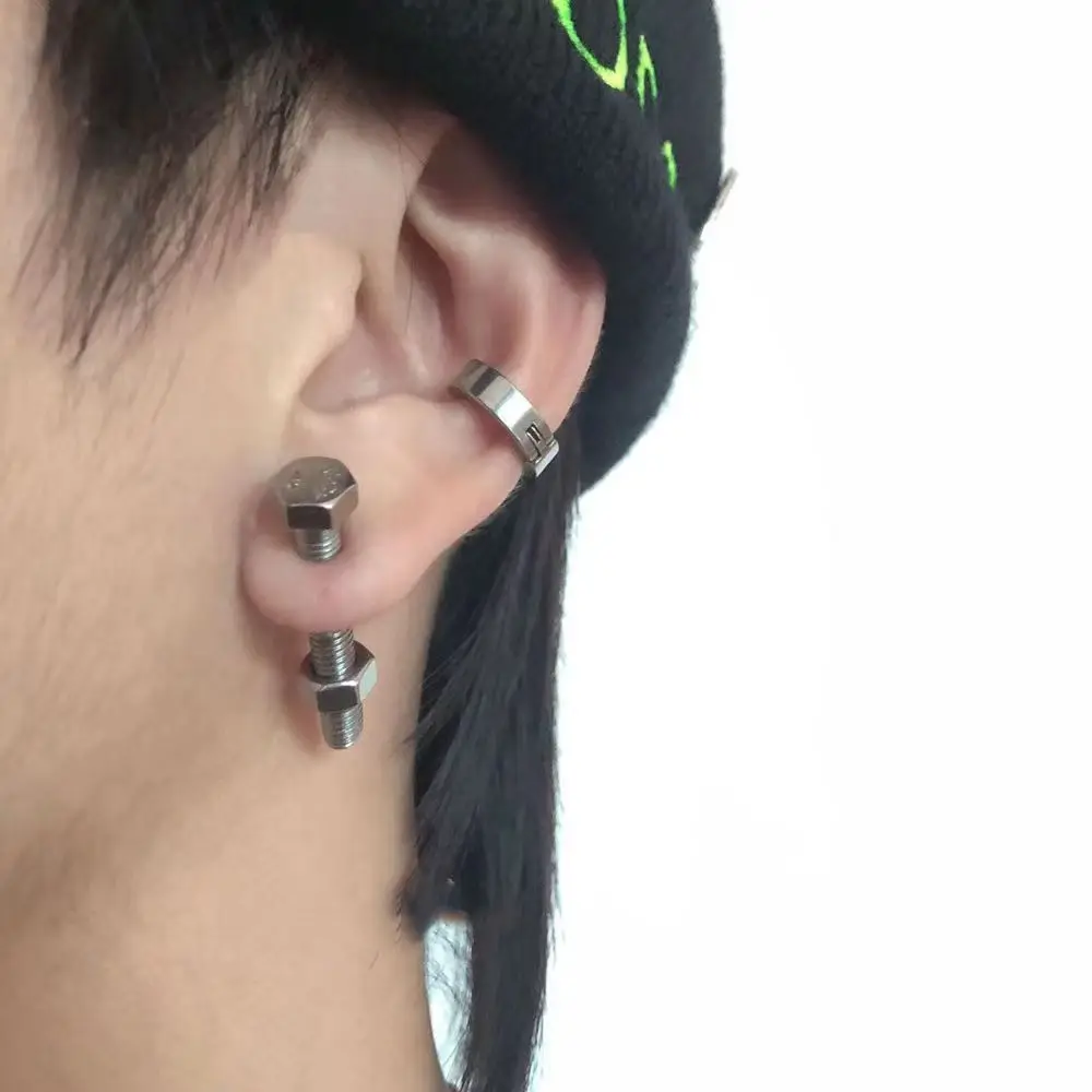 Cyberpunk-Creative-Personalized-Screw-Stud-Earrings-Hip-Hop-Metal ...