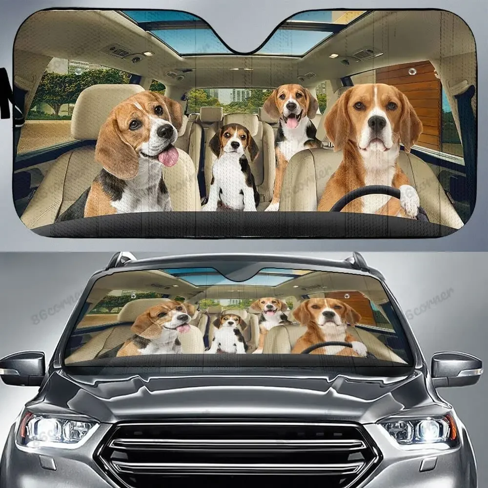 Beagle-Family-Driving-Car-Sunshade-Beagle-Family-Car-Sunshade-for ...