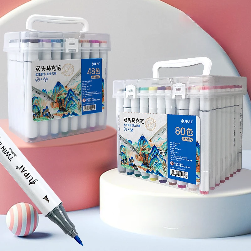 24/36/48/80 Color Double-headed Water-based Marker Set Waterproof Quick ...