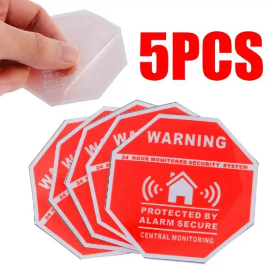 5pcs/set Home Alarm Security Sticker Warning Signs Decals Window Door ...