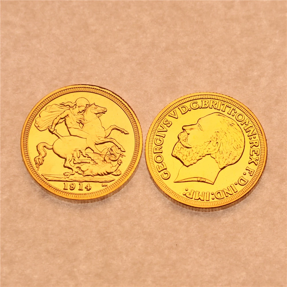 1914 BRITISH FULL SOVEREIGN 22CT GOLD COIN KING GEORGE V 5th gold coin ...