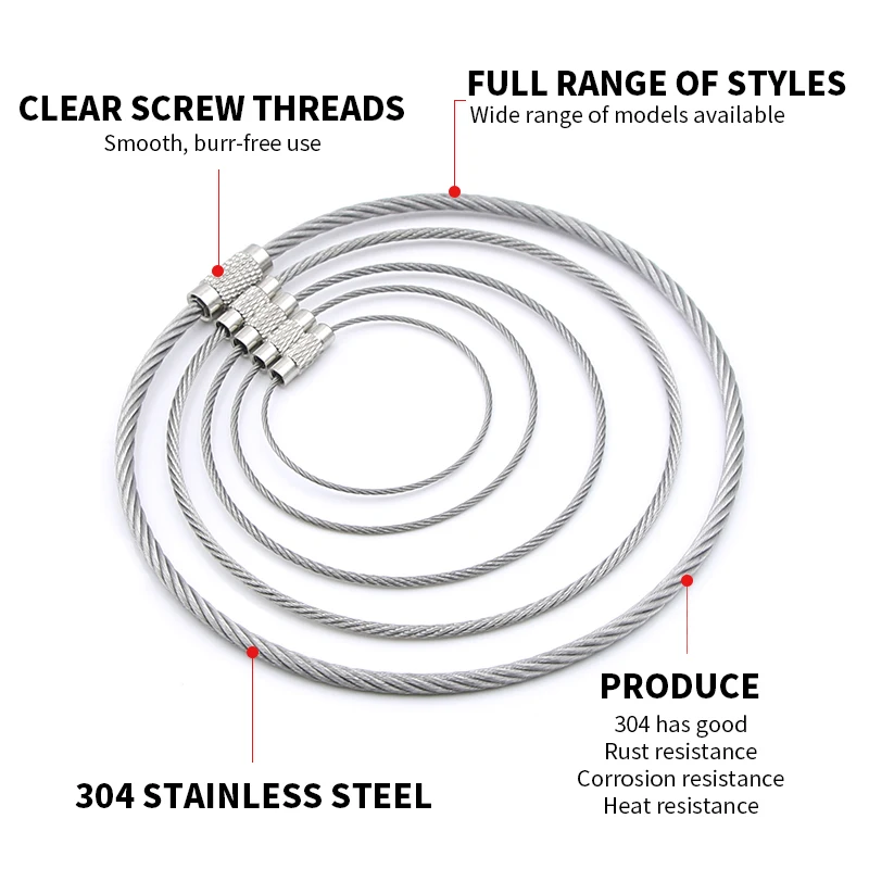 2pcs-1-5mm-304-Stainless-Steel-Wire-Rope-Ring-Keychain-Wire-Ring ...