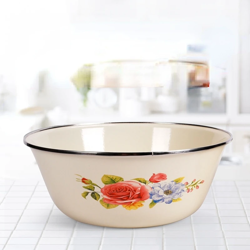 Enamel-Bowl-Nostalgic-Old-fashioned-Large-Fresh-keeping-Hand-Washing ...