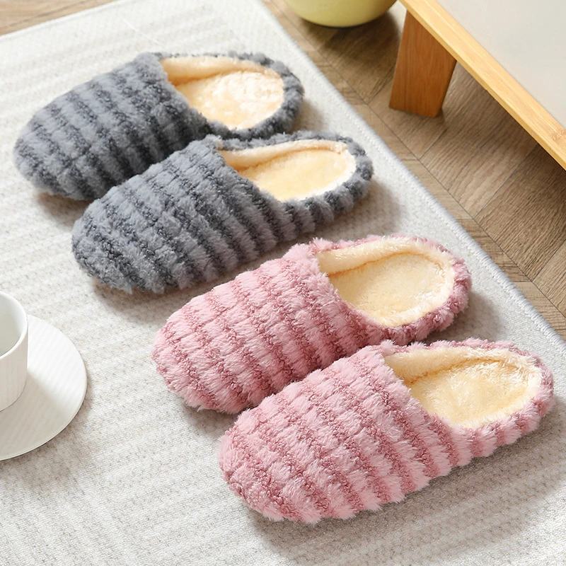 Women-Indoor-Slippers-Warm-Plush-Stripe-Home-Slipper-Autumn-Winter ...