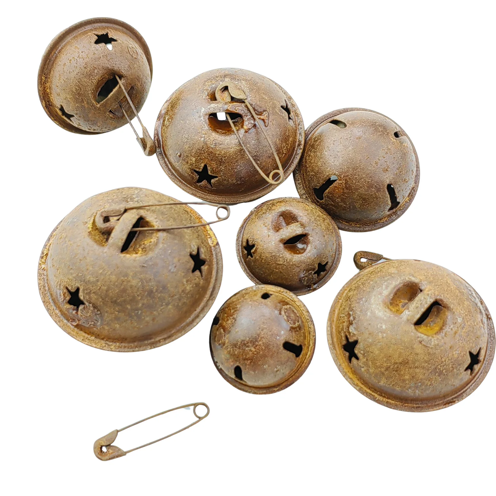 Rusty Jingle Bells for Craft 120 Pieces DIY Christmas Bells star shape ...