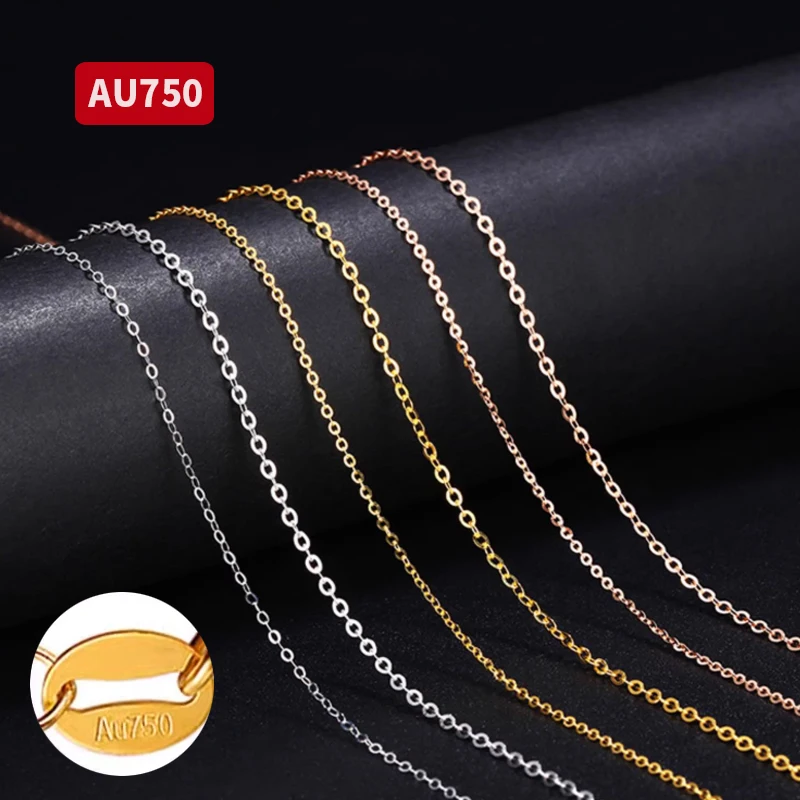 18K-real-gold-O-chain-AU750-set-chain-O-word-chain-clavicle-chain-fine ...