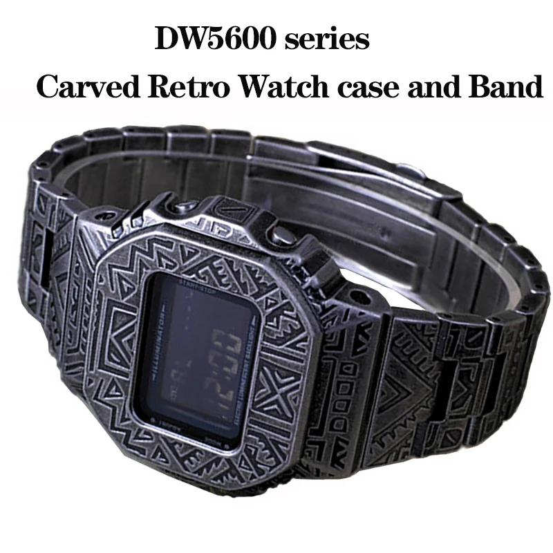 For-G-5600-DW5600-GWB5600-5035-DW5000-Set-Metal-Bezel-Watchband-316 ...