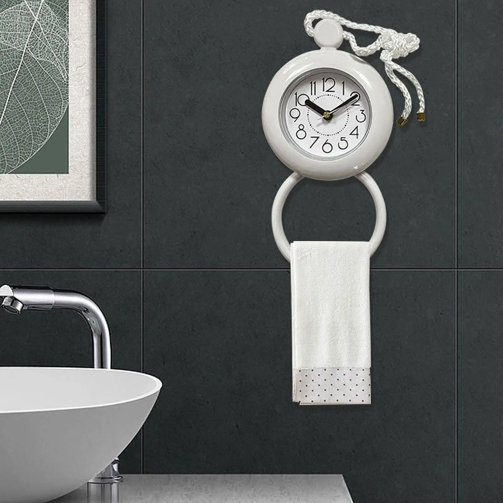 Bathroom Shower Clock Shower Timer with Rope Sealed Decorative White ...