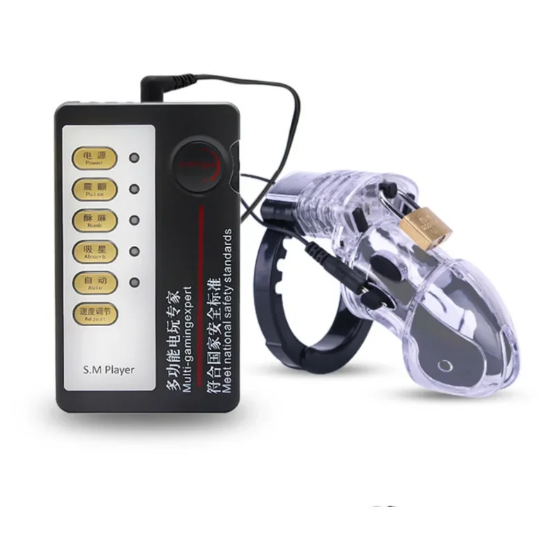 Male-Chastity-Device-Lockable-Cock-Cage-Electric-Shock-Penis-Rings ...