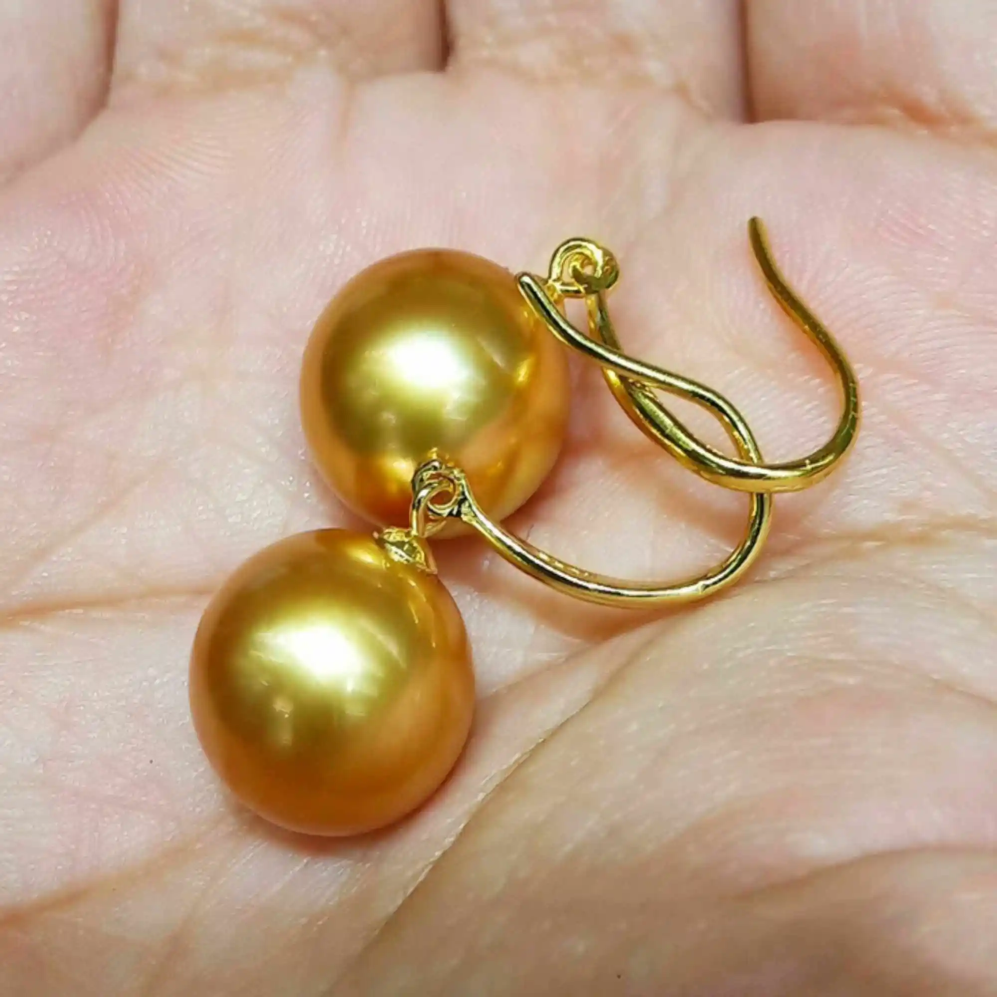 Shell Pearl Earrings yellow Earrings 18k Gold Real Classic Jewelry FOOL ...