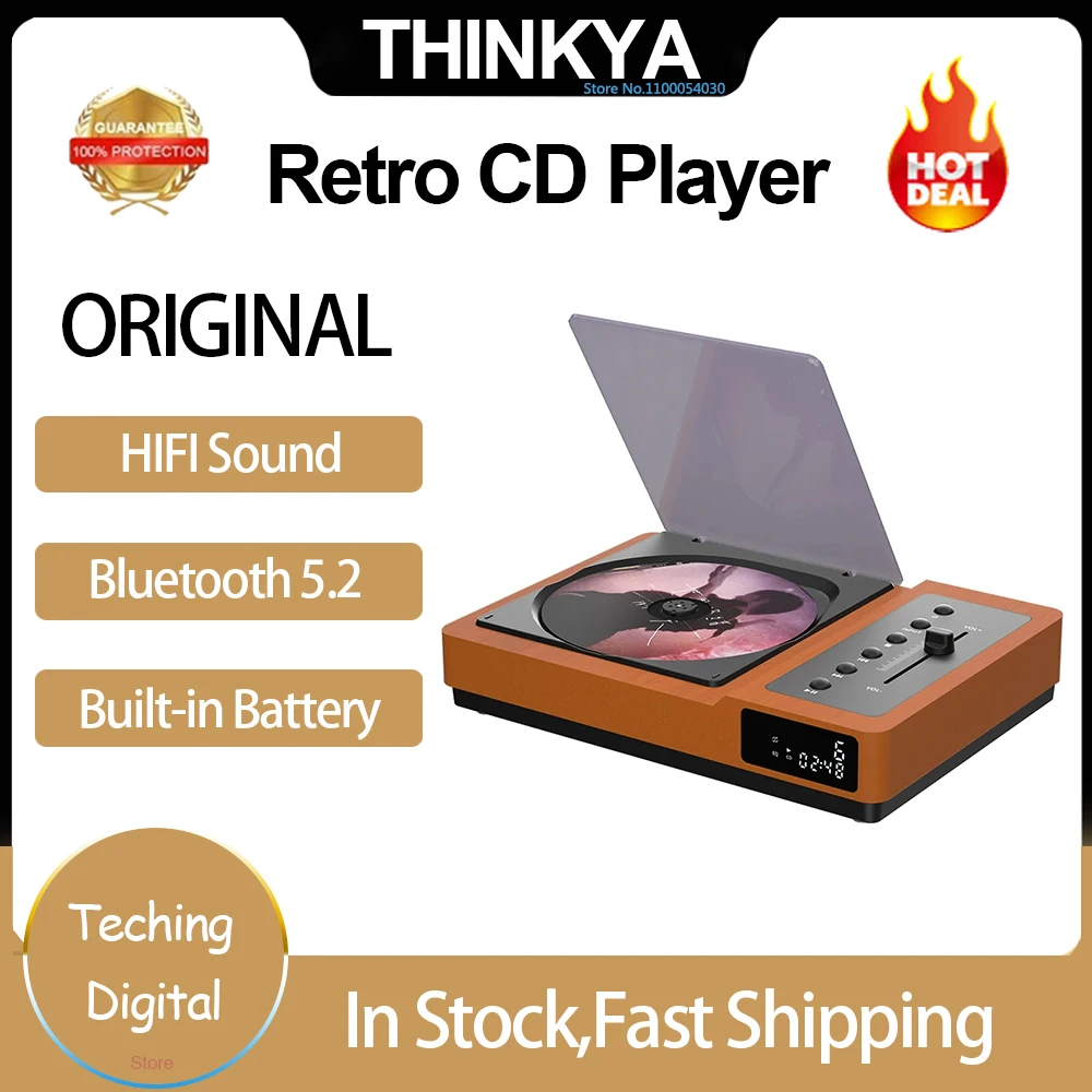 THINKYA-R01-Retro-CD-Player-HIFI-Sound-Bluetooth-5-2-High-and-Bass ...