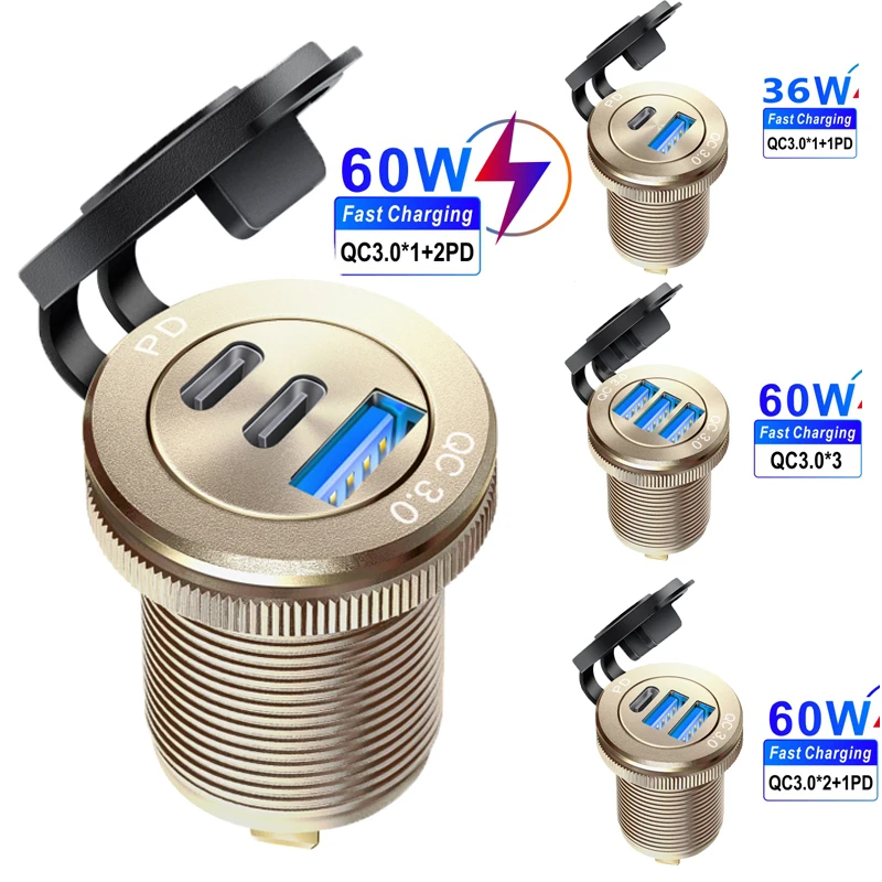 PD fast charging Cigar jack socket for audi 12v built-in usb socket for ...