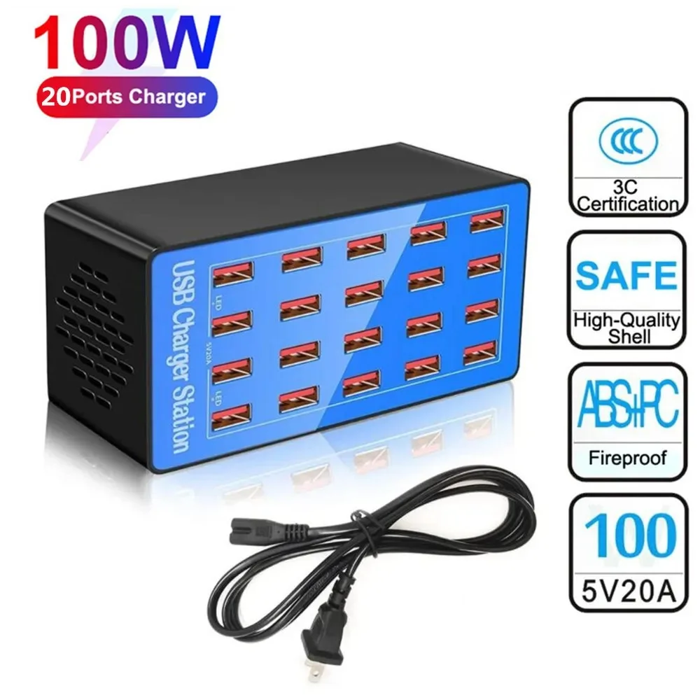 USB-Charger-20-Ports-Hub-100W-Universal-Desktop-Socket-Multi-Ports-USB ...