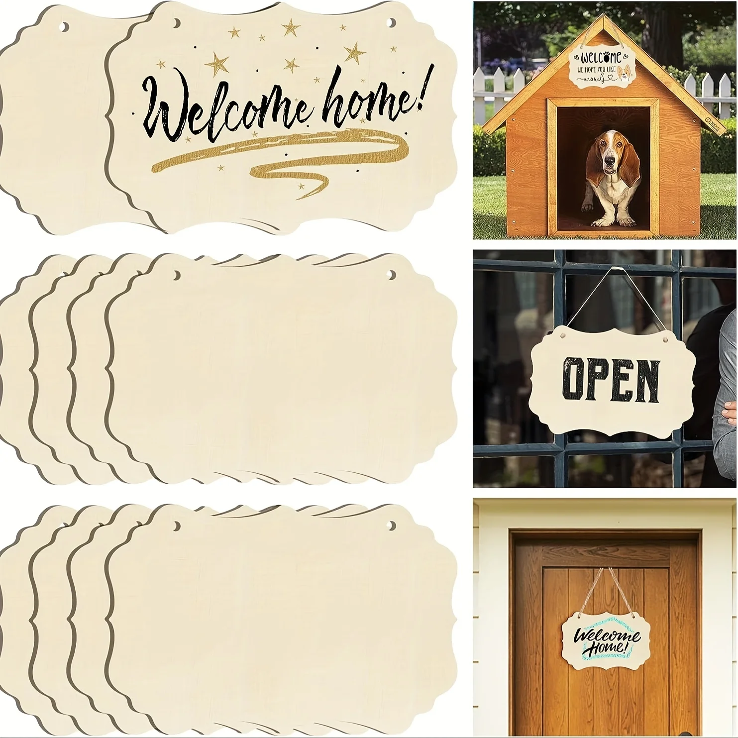10Pcs Large Rectangle-Shaped Wooden Welcome Door Sign to Paint,DIY ...