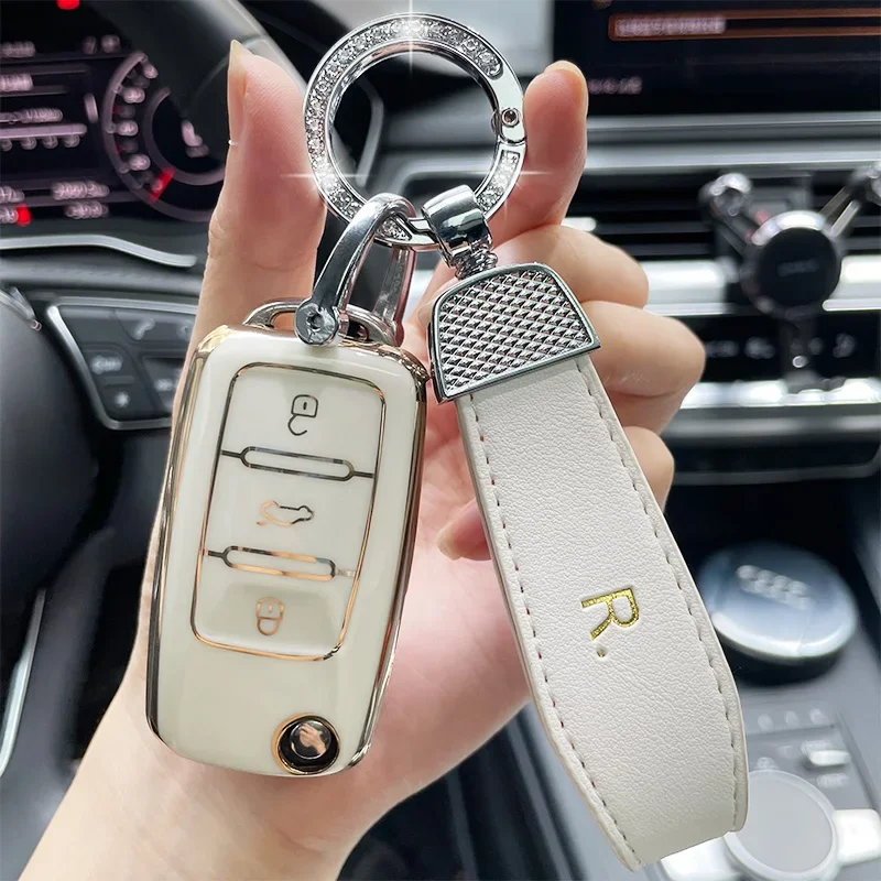 Leather-Keyring-Car-Key-Case-Cover-for-Volkswagen-Arteon-Atlas-Golf-ID ...