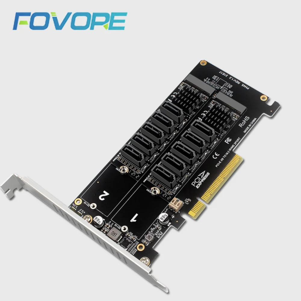 Dual M.2 NVMe Raid PCI E X8 Split Card to SATA 3.0 10 Port Adapter: Add More Storage to Your ...