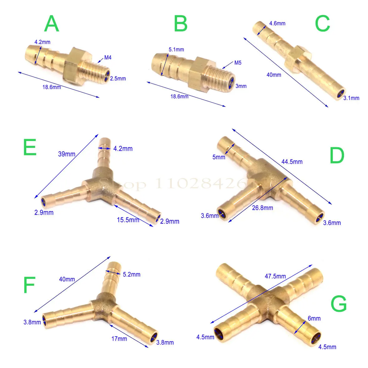 Brass Fitting Copper Pagoda Connector Pipe Fittings 2 3 4 Way Straight ...