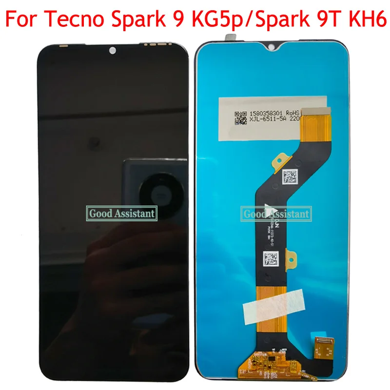 شاشة عرض LCD سوداء 6.6 بوصة لـ Tecno Spark 9 KG5p تجميع لوحة رقمية تعمل ...