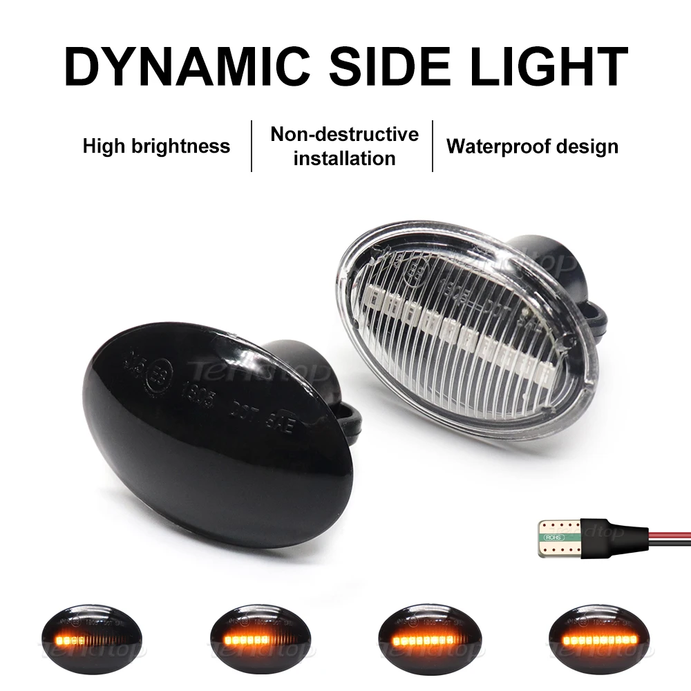 2pcs Dynamic LED Flashing Turn Signal Light Side Marker Lamp For FIAT ...