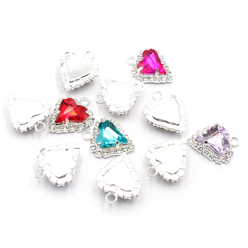 LKERAN10PCS22-19MM-Peach-Heart-Rhinestone-with-Ring-Inlaid-Glass-for ...