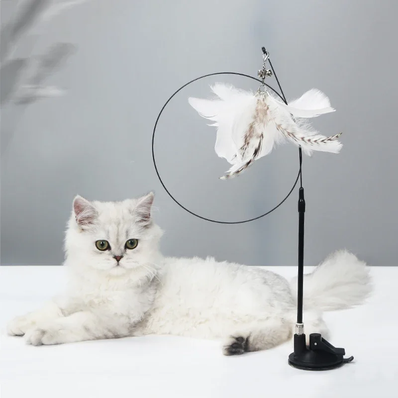 Interactive-Cat-Toy-Handfree-Cat-Stick-Toy-Furry-Feather-Teaser-Wand ...