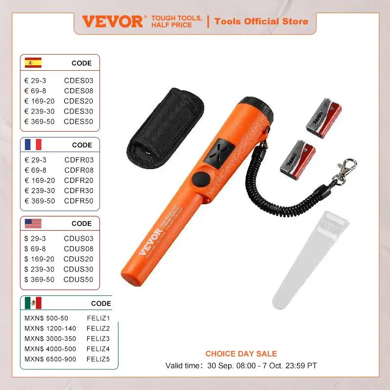 VEVOR-Metal-Detector-Pinpointer-IP66-IP68-Waterproof-Handheld-Pin ...