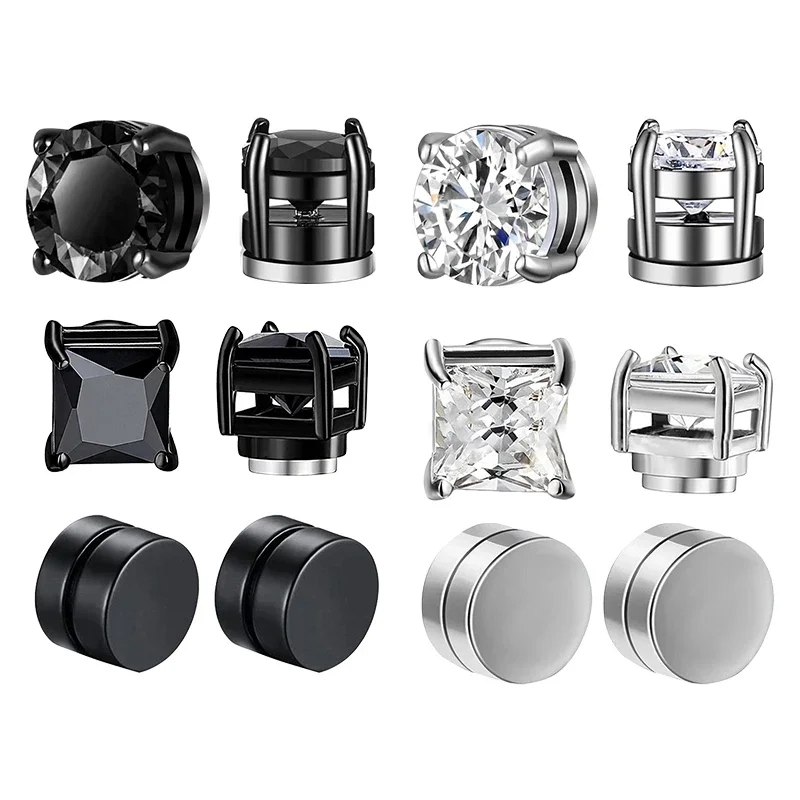 Crystal Strong Magnetic Ear Stud Clip Earrings for Men and Women Punk ...