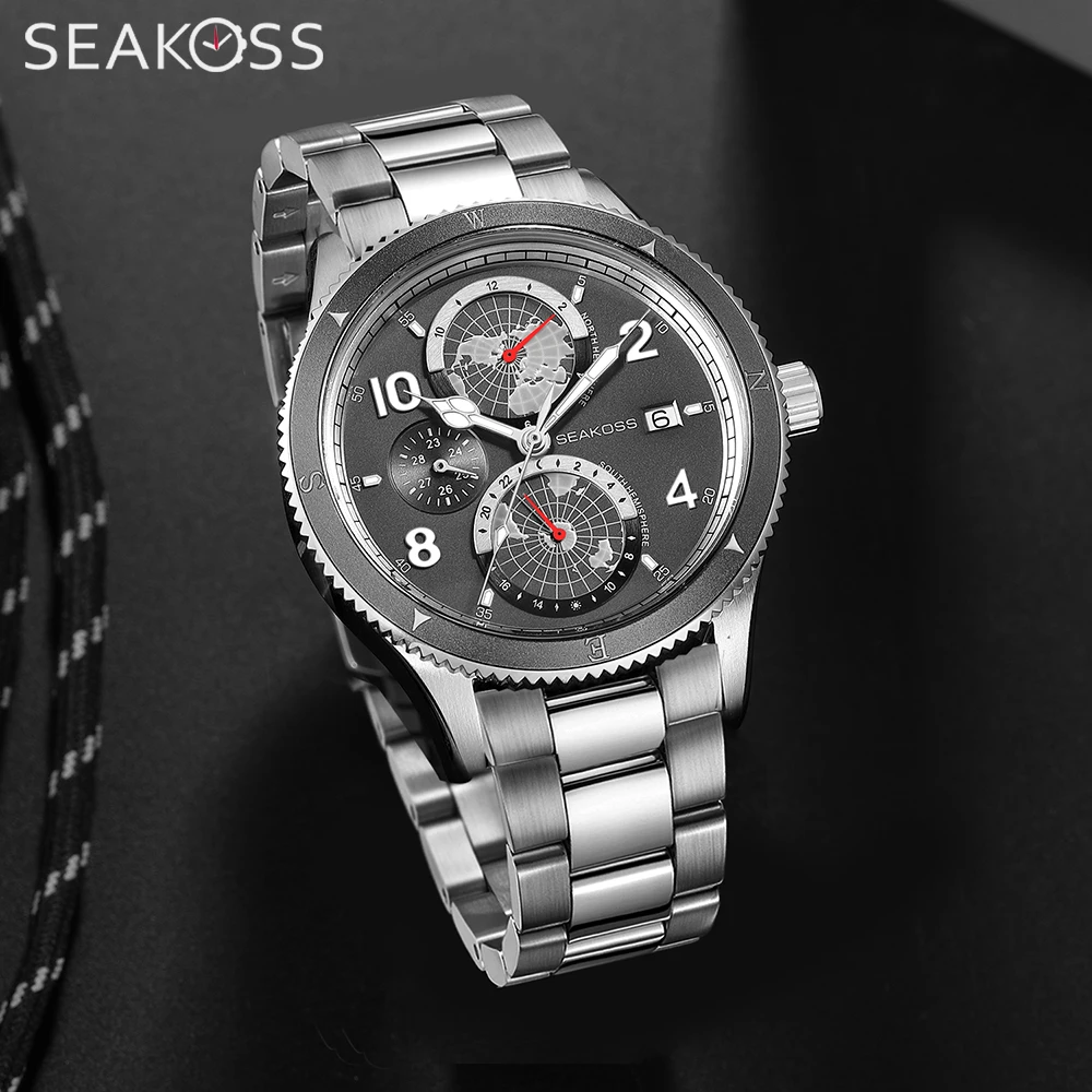 SEAKOSS-100m-Diving-Mens-Earth-Automatic-Mechanical-Watches-Super ...