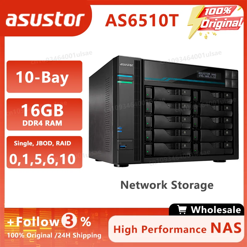 Asustor AS6510T 10-Bay NAS Server Enclosure 16GB of DDR4 RAM Single ...
