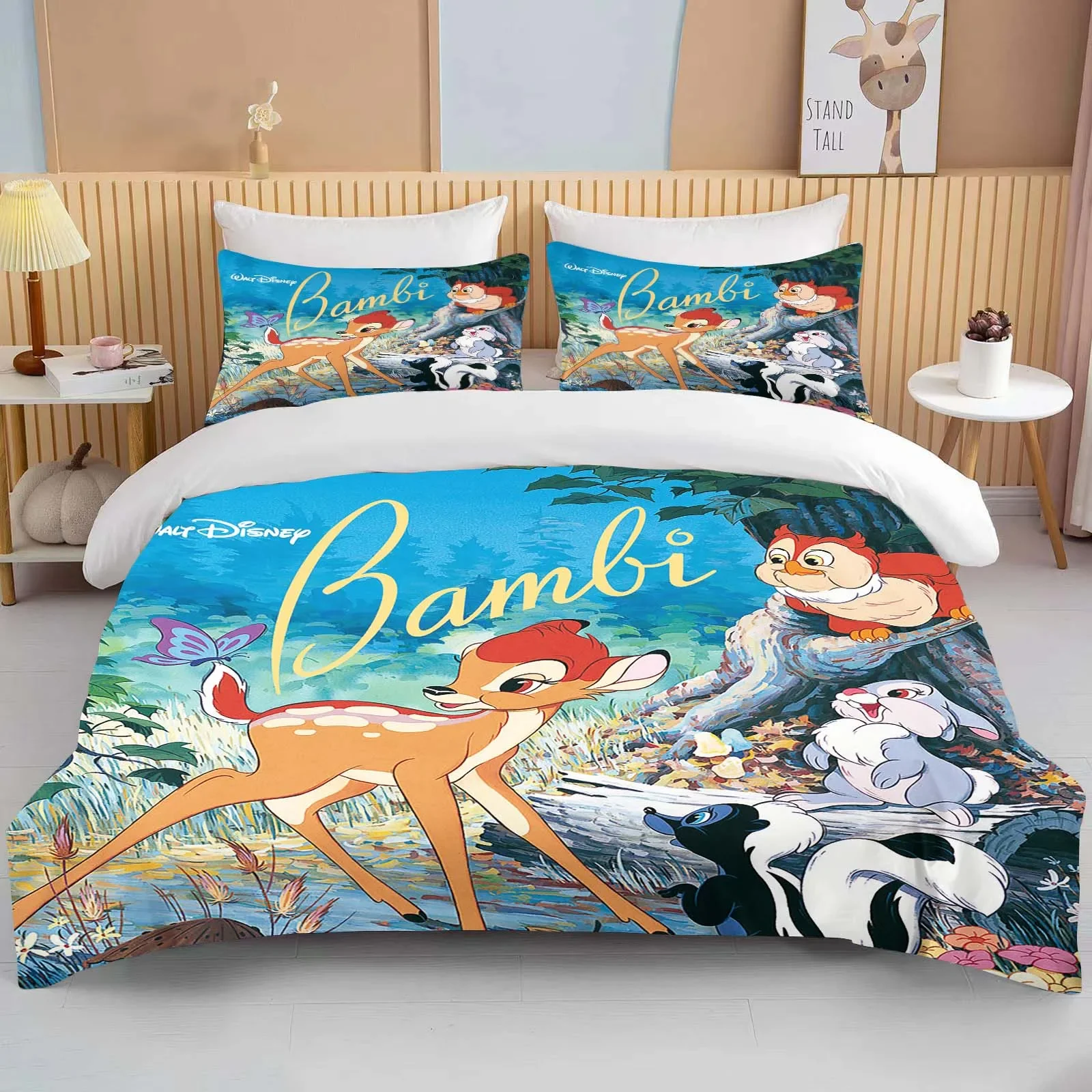 10-Sizes-Disney-Bambi-Printed-Soft-Bedding-Set-Duvet-Cover-Anime-Quilt ...