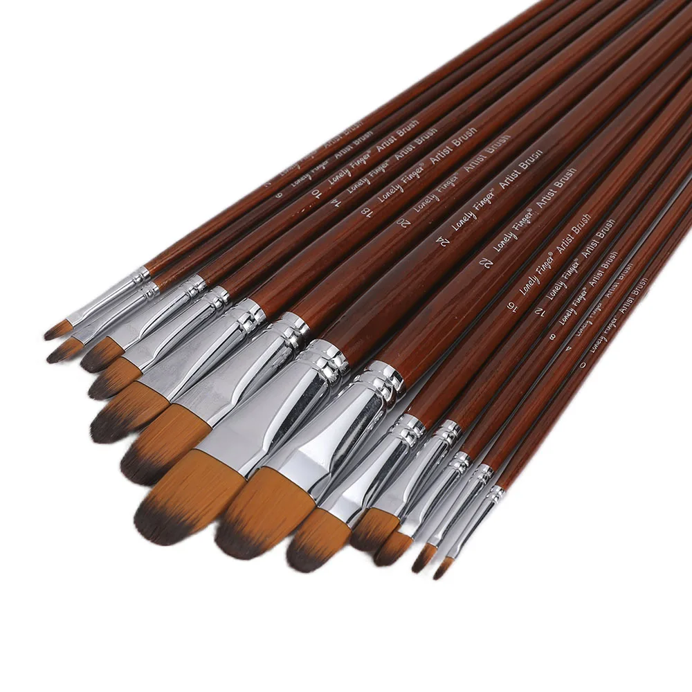 13pcs-Artist-Filbert-Paint-Brushes-Set-Wood-Long-Handle-Soft-Anti ...