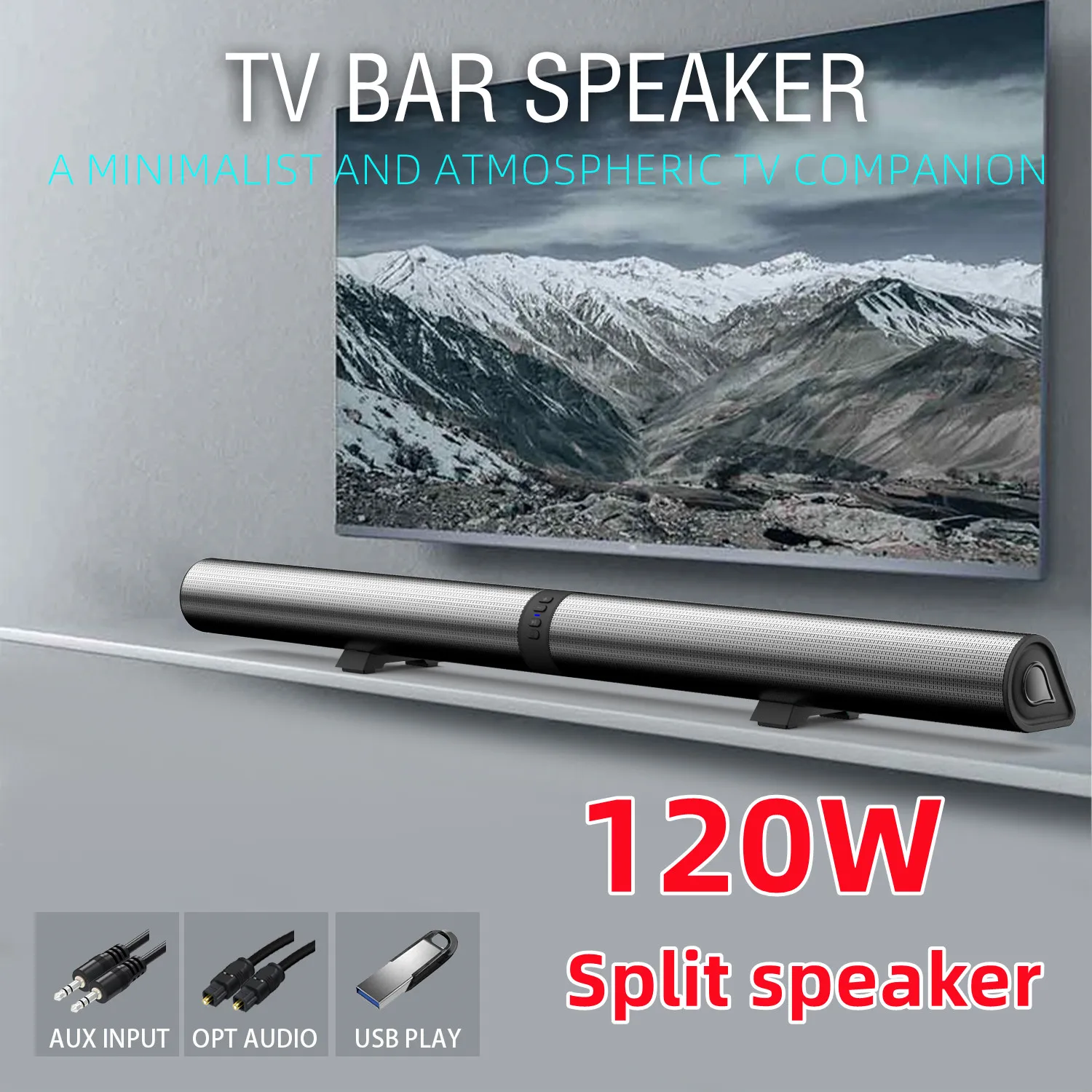 Powerful-120W-Soundbar-Sound-Radio-Blaster-Bar-Audio-TV-PC-Subwoofer ...
