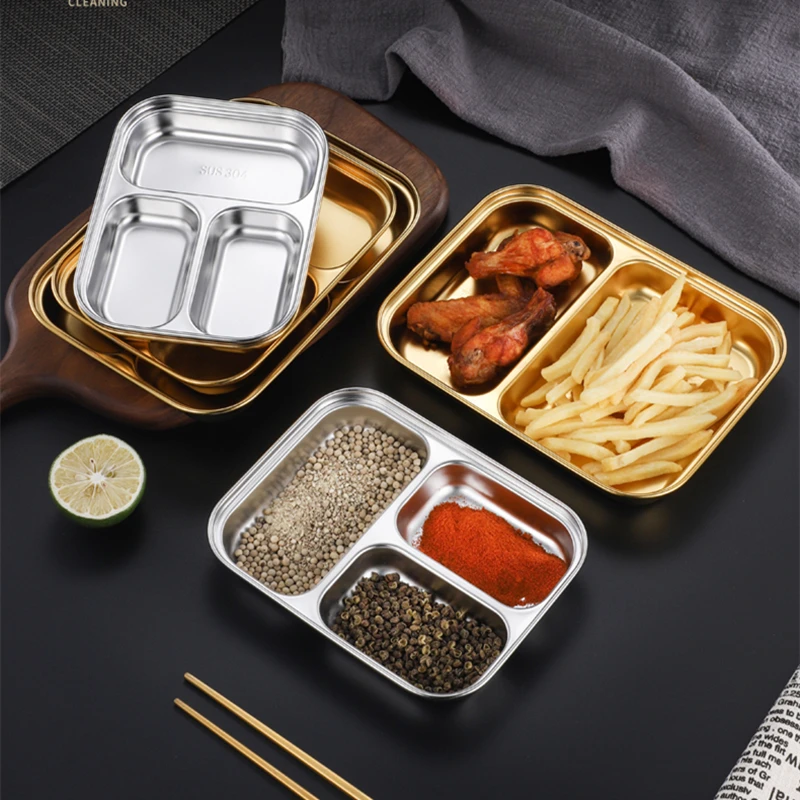 Stainless-Steel-Divided-Tray-Multiple-Size-Dinner-Plates-for-Food ...