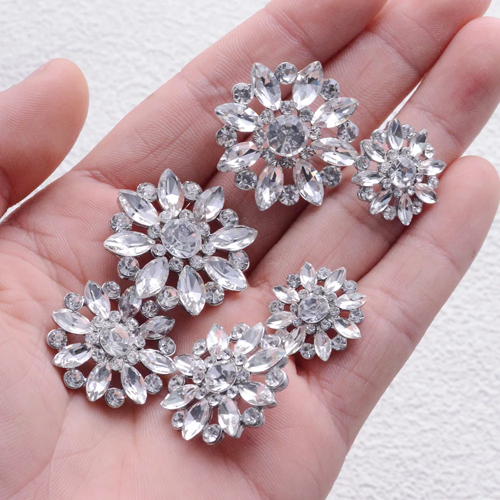 4pcs-19-24-29mm-Sparkling-Rhinestone-Crystal-Flower-Buttons-For-Clothes ...