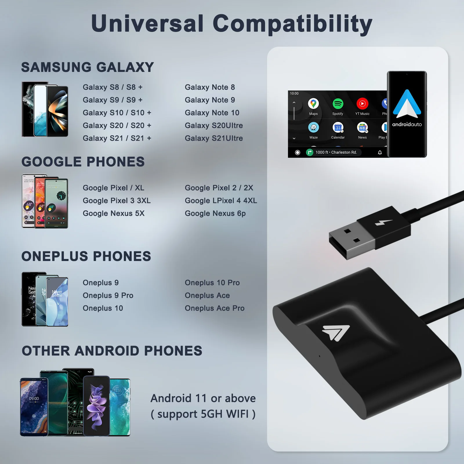 For Android or Apple Wireless Carplay Dongle,New Wireless Auto Car ...